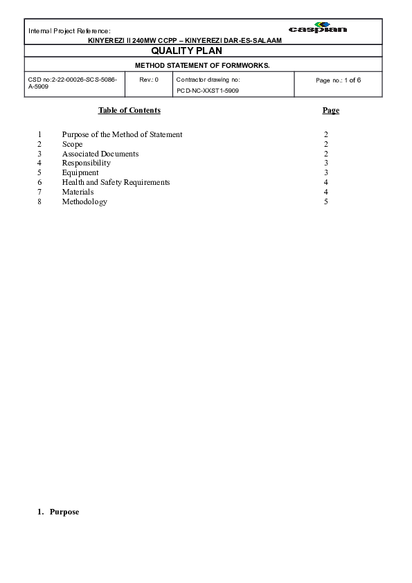 (DOC) Method Statement Formwork at Kinyerezi II 240MW CCPP dmb