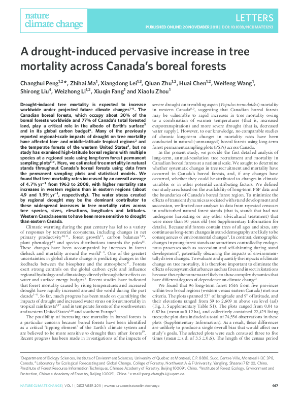 (PDF) A drought-induced pervasive increase in tree mortality across ...