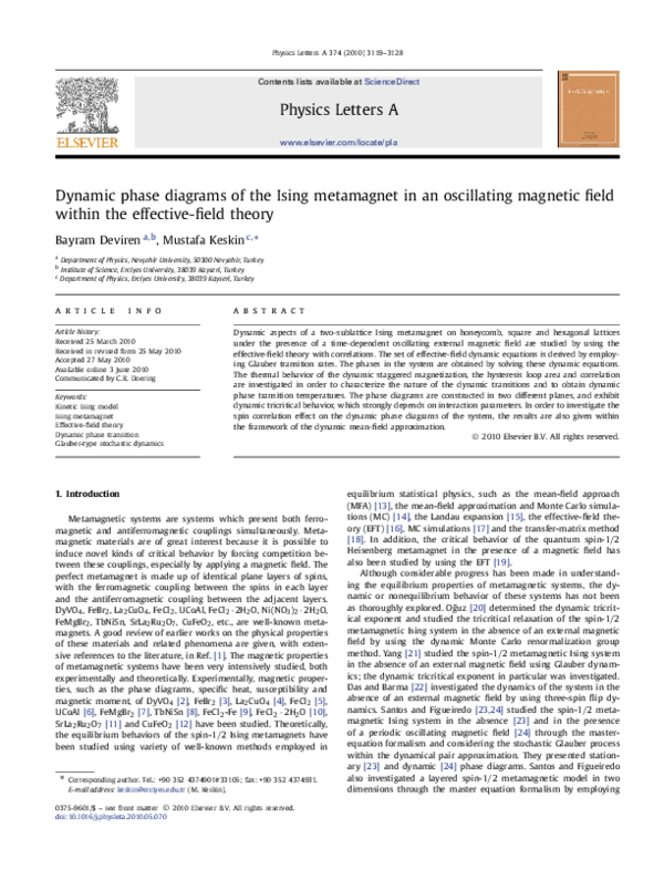 (PDF) Dynamic phase diagrams of the Ising metamagnet in an oscillating magnetic field within the ...