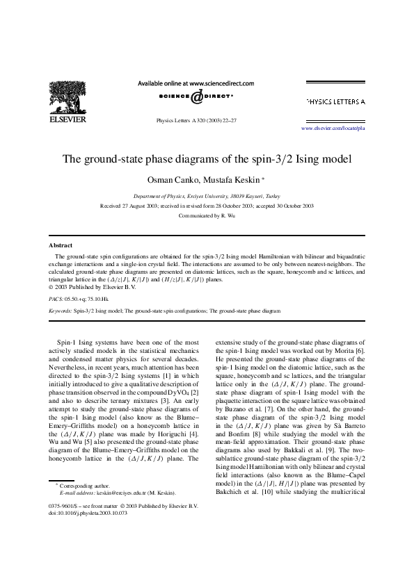 (PDF) The ground-state phase diagrams of the spin-3/2 Ising model
