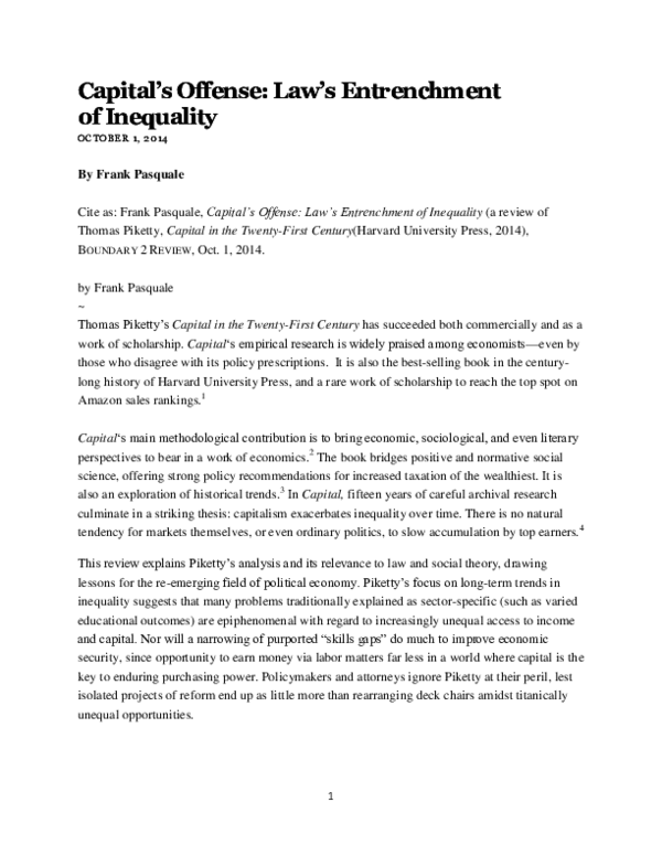 (PDF) Capital's Offense: Law's Entrenchment of Inequality