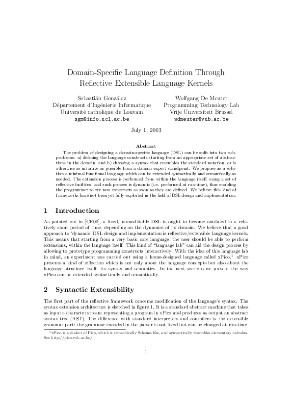 (PDF) Domain-Specific Language Definition Through Reflective Extensible ... (PDF) Domain-Specific Language Definition Through Reflective Extensible ...