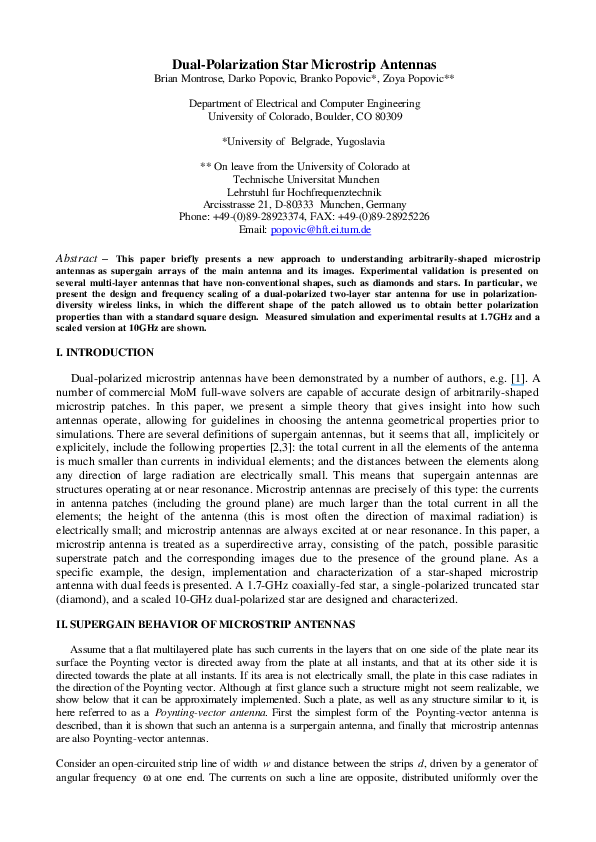 (PDF) Dual-Polarization Star Microstrip Antennas | Zoya Popovic ...
