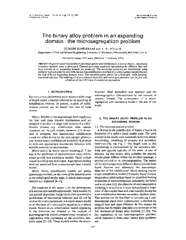 (PDF) The binary alloy problem in an expanding domain: the microsegregation problem