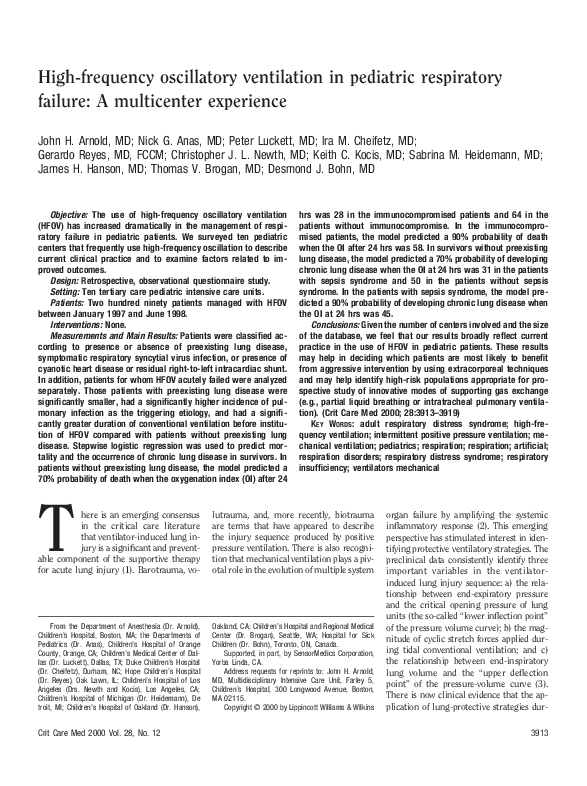 (PDF) High-frequency oscillatory ventilation in pediatric respiratory ...