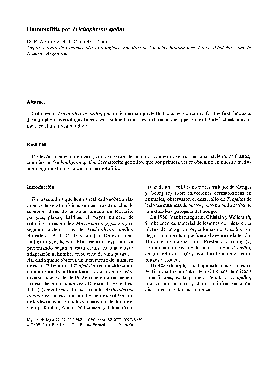 (PDF) Dermotofitia por Trichophyton ajelloi