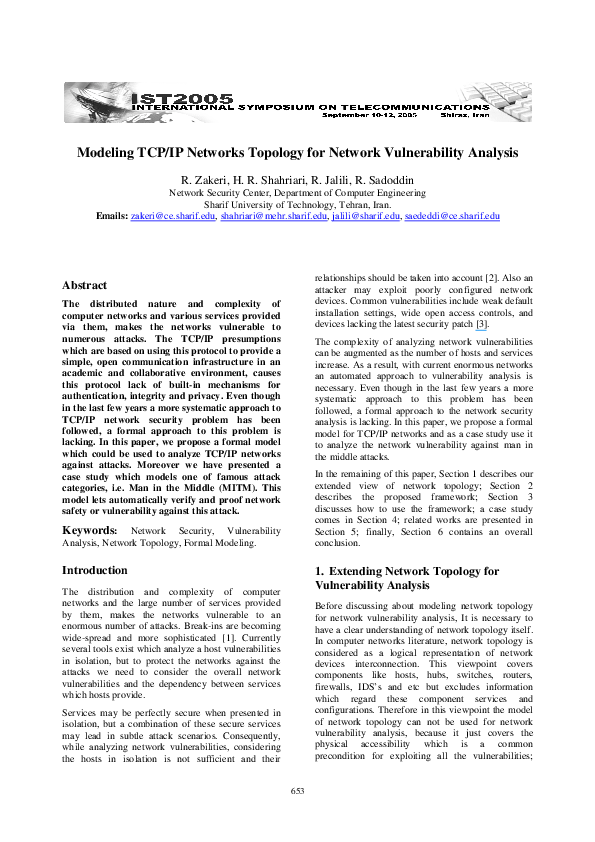 (PDF) Modeling TCP/IP Networks Topology for Network Vulnerability Analysis