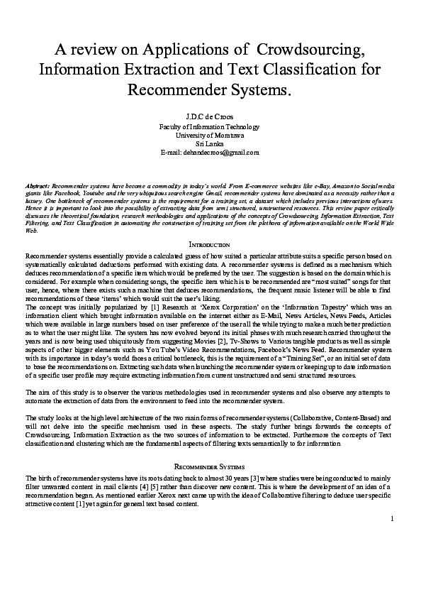 (PDF) A review on Applications of Crowdsourcing, Information Extraction ...