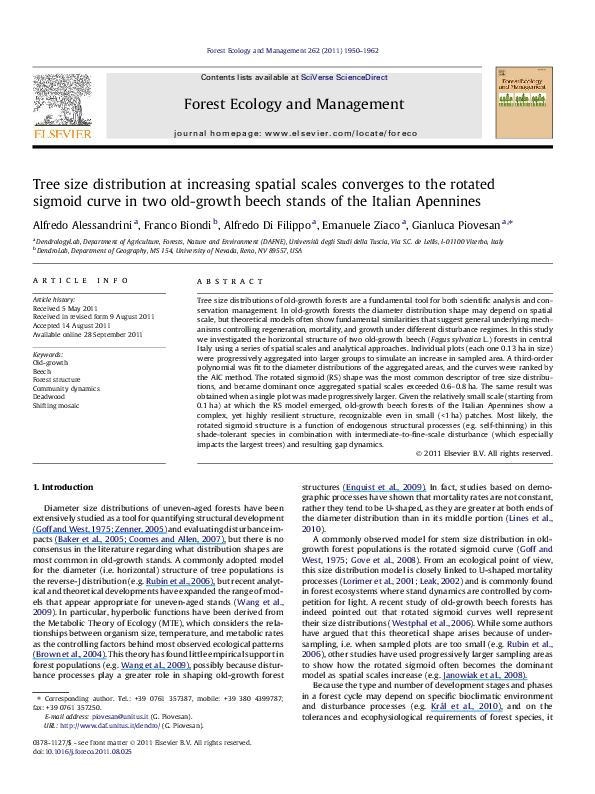 (PDF) Tree size distribution at increasing spatial scales converges to ...
