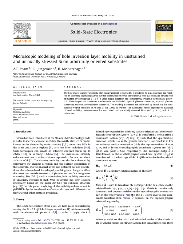 (PDF) Microscopic modeling of hole inversion layer mobility in ...