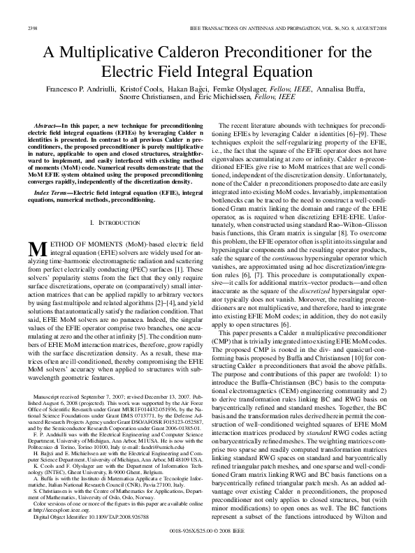 (PDF) A Multiplicative Calderon Preconditioner for the Electric Field ...