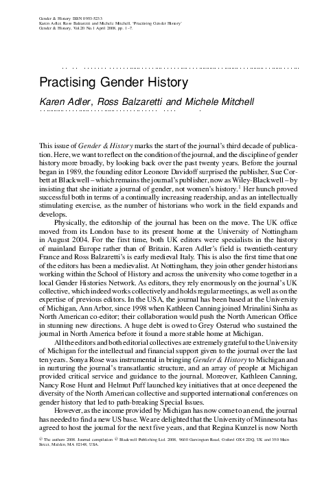 (PDF) Practising Gender History