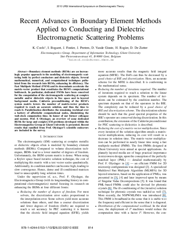 (PDF) Recent advances in boundary element methods applied to conducting and dielectric ...