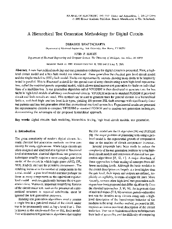 Pdf Hierarchical Test Generation For Digital Circuits