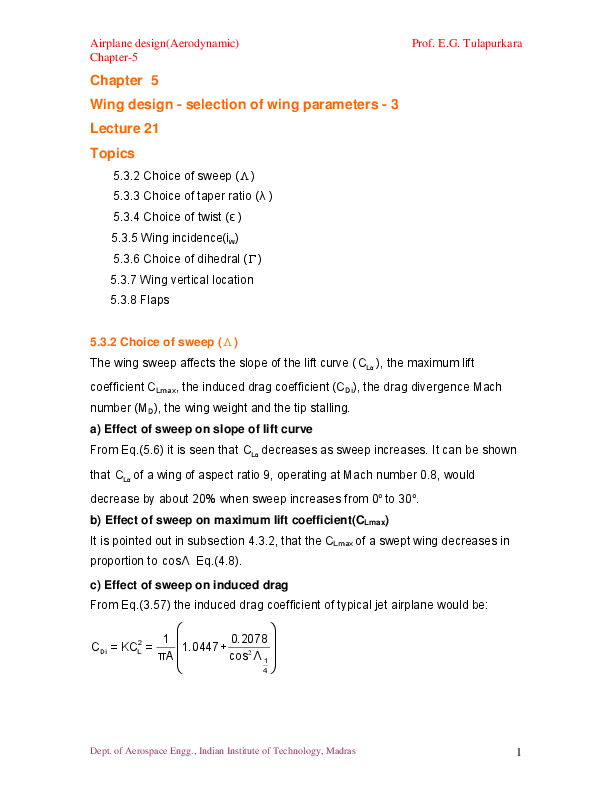 (PDF) Airplane design(Aerodynamic) Chapter 5 Wing design -selection of ... (PDF) Airplane design(Aerodynamic) Chapter 5 Wing design -selection of ...