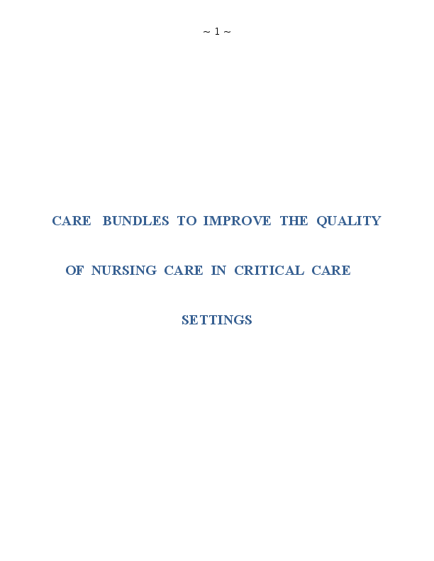 (DOC) CARE BUNDLES TO IMPROVE THE QUALITY OF NURSING CARE IN CRITICAL ...