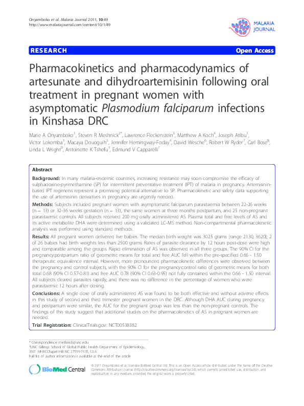 (PDF) Pharmacokinetics and Pharmacodynamics of Arterolane Maleate ...