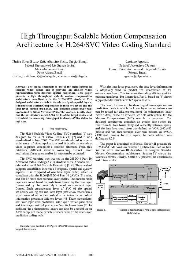 (PDF) High throughput scalable Motion Compensation architecture for H.264/SVC video coding standard