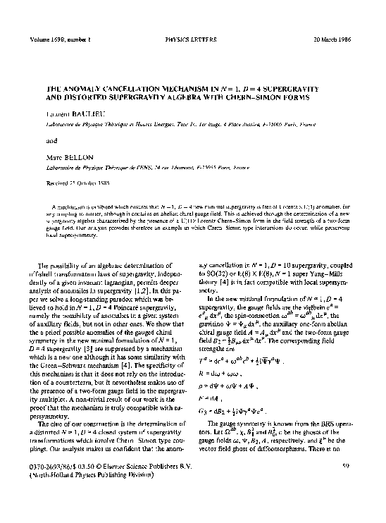 (PDF) The anomaly cancellation mechanism in N=1, D=4 supergravity and distorted supergravity ...