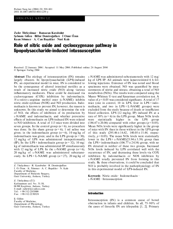 (PDF) Role of nitric oxide and cyclooxygenase pathway in ...
