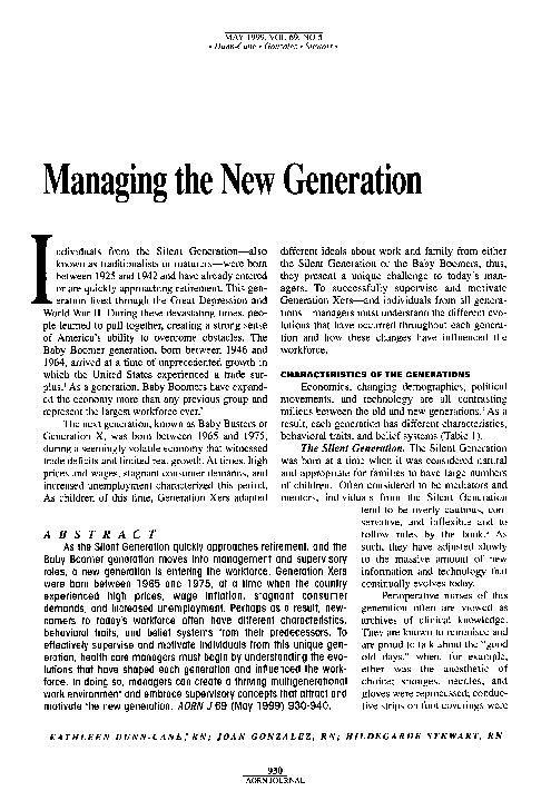 (PDF) Managing the New Generation