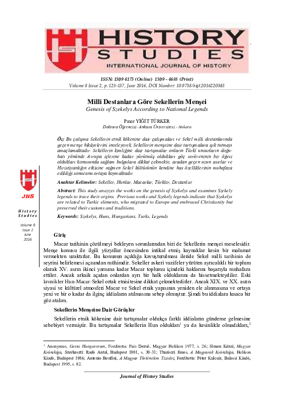 (PDF) Genesis of Szekelys According to National Legends By Pinar Yigit ...