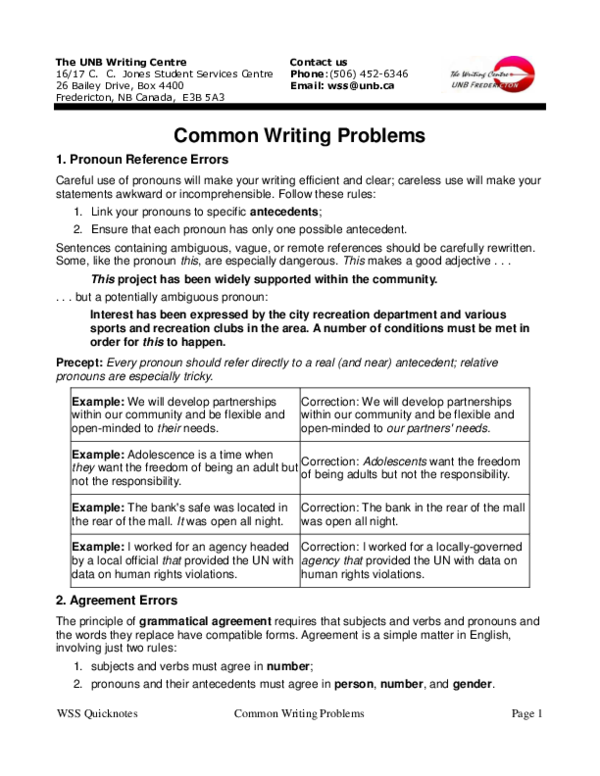 (PDF) Common Writing Problems