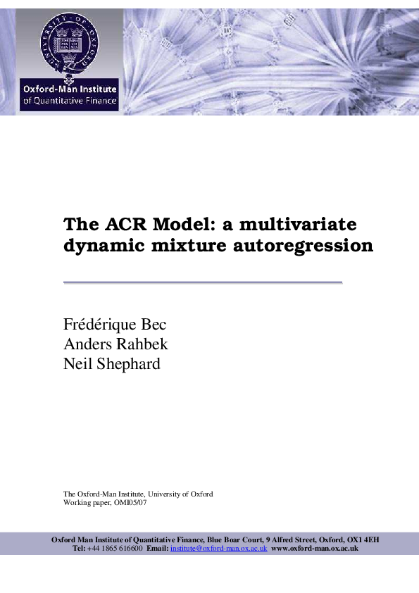 (PDF) The ACR Model: A Multivariate Dynamic Mixture Autoregression*
