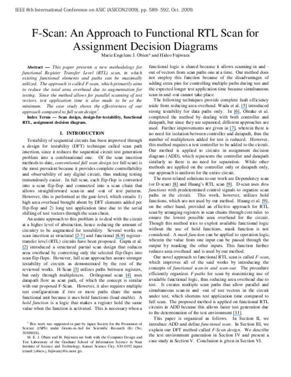 (PDF) F-scan: An approach to functional RTL scan for assignment ...