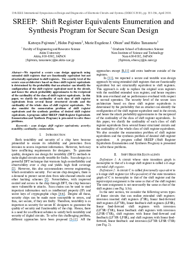 (PDF) SREEP: Shift Register Equivalents Enumeration and Synthesis ...