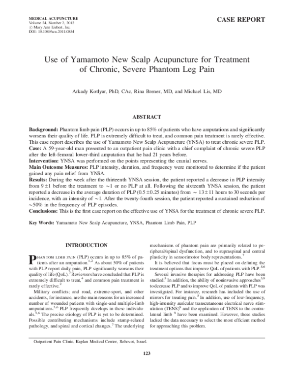 (PDF) Use of Yamamoto New Scalp Acupuncture for Treatment of Chronic ...