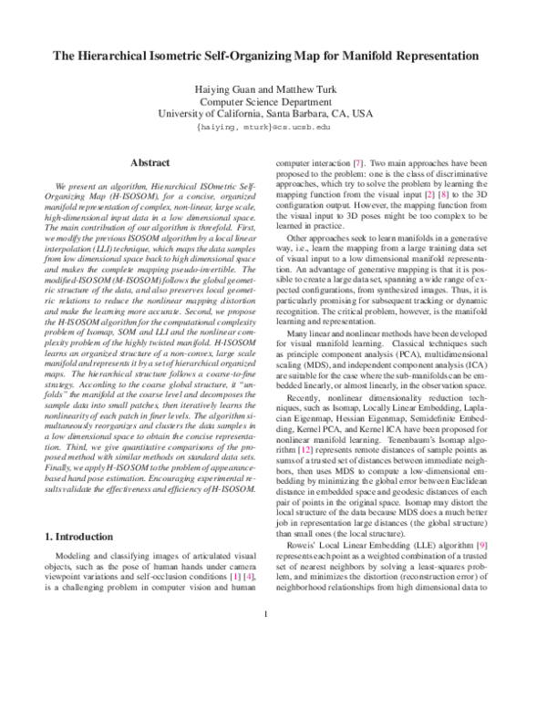 Pdf The Hierarchical Isometric Self Organizing Map For Manifold Representation Haiying Guan