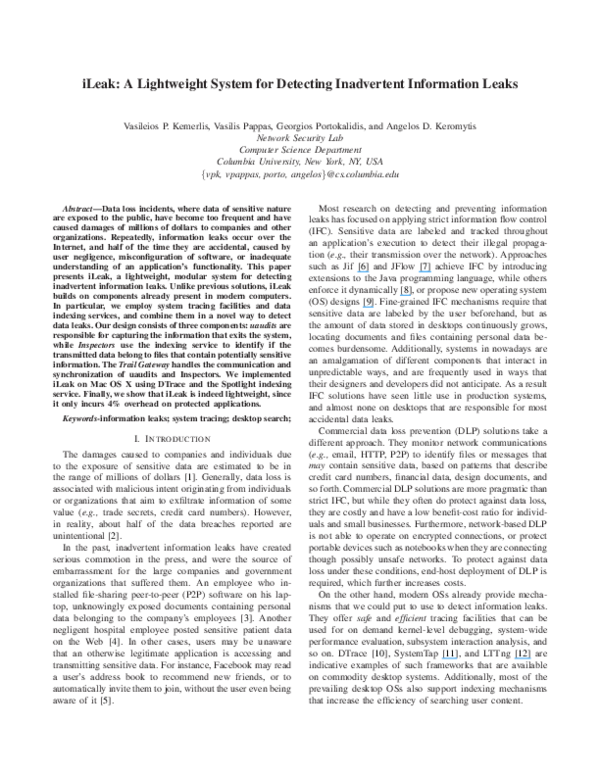 (PDF) iLeak: A Lightweight System for Detecting Inadvertent Information ...