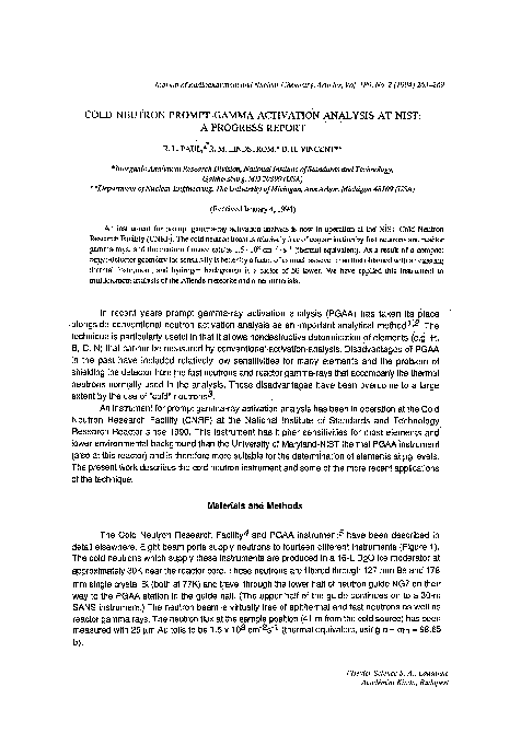 (PDF) Cold neutron prompt gamma activation analysis, a non-destructive ...