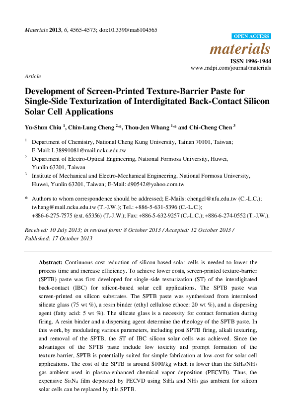 (PDF) Development of Screen-Printed Texture-Barrier Paste for Single ...