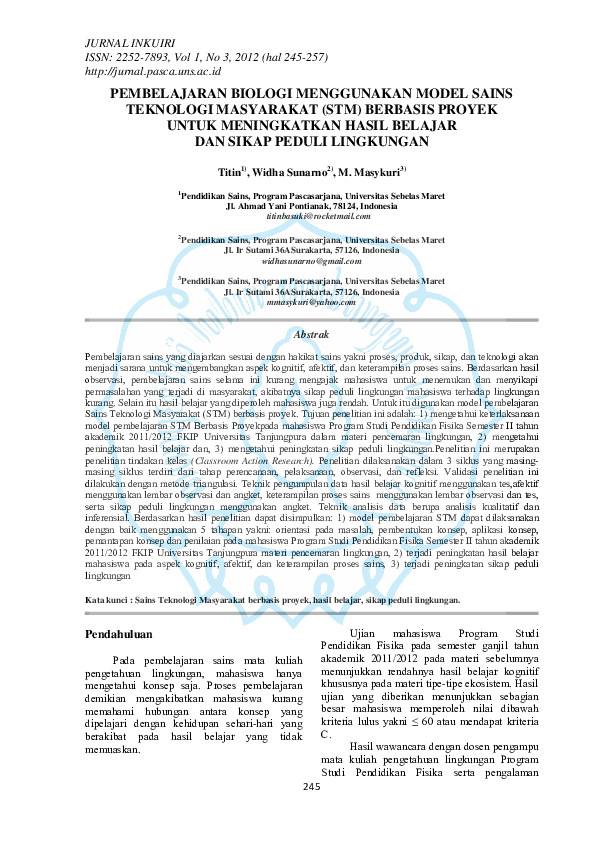 (PDF) PEMBELAJARAN BIOLOGI MENGGUNAKAN MODEL SAINS TEKNOLOGI MASYARAKAT ...