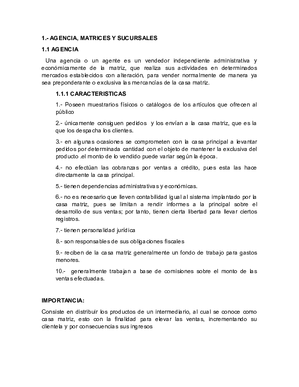 (DOC) AGENCIA, MATRICES Y SUCURSALES