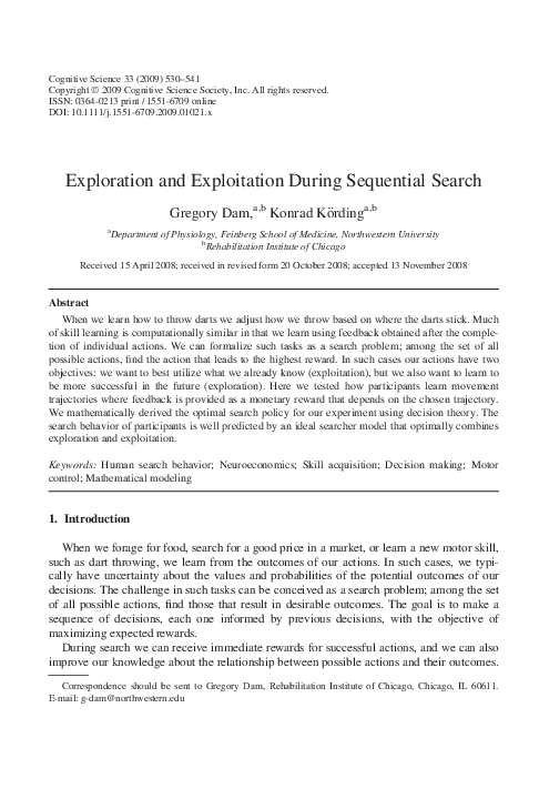 (PDF) Exploration and exploitation during sequential search