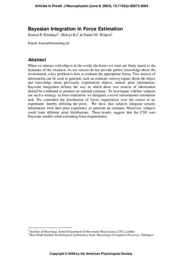(PDF) Bayesian integration in force estimation