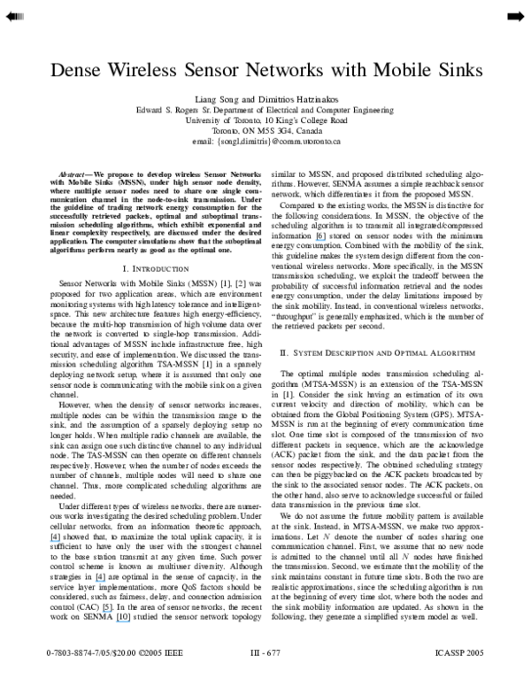 Pdf Dense Wireless Sensor Networks With Mobile Sinks