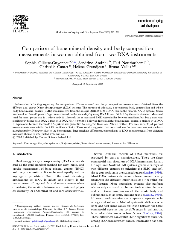 (PDF) Comparison of bone mineral density and body composition ...