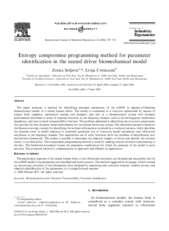 (PDF) Entropy compromise programming method for parameter ...