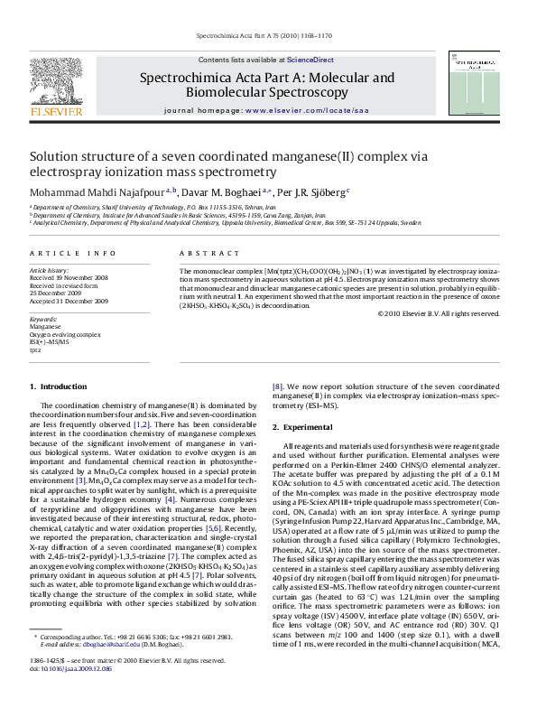 (PDF) Solution structure of a seven coordinated manganese(II) complex ...