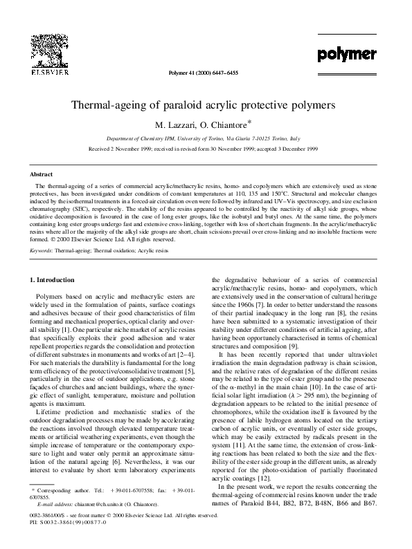 (PDF) Thermal-ageing of paraloid acrylic protective polymers