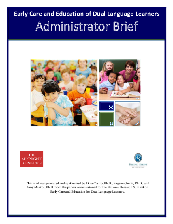 (PDF) Early Care and Education of Dual Language Learners: Administrator ...