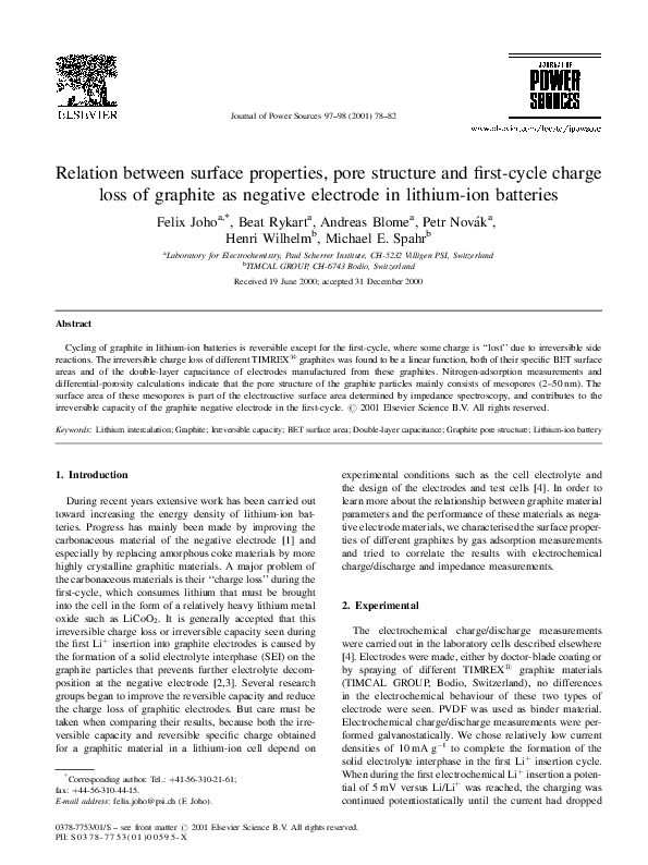 (PDF) Relation between surface properties, pore structure and first ...