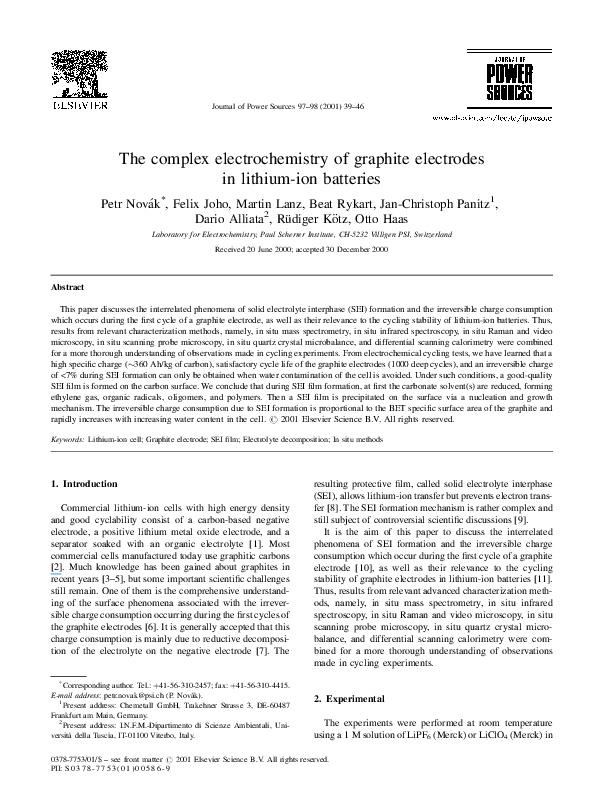 (PDF) The complex electrochemistry of graphite electrodes in lithium ...