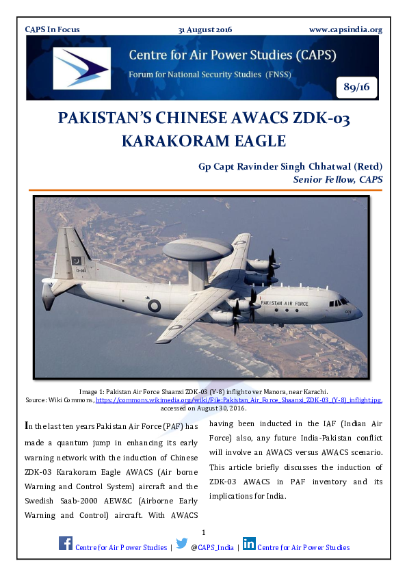 (PDF) PAKISTAN'S CHINESE AWACS ZDK-03 KARAKORAM EAGLE