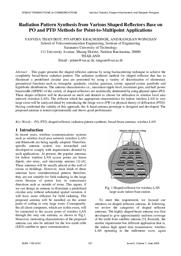 (PDF) Radiation Pattern Synthesis from Various Shaped Reflectors Base on PO and PTD Methods for ...