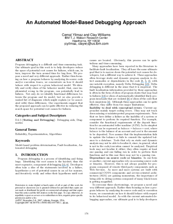 (PDF) An automated model-based debugging approach